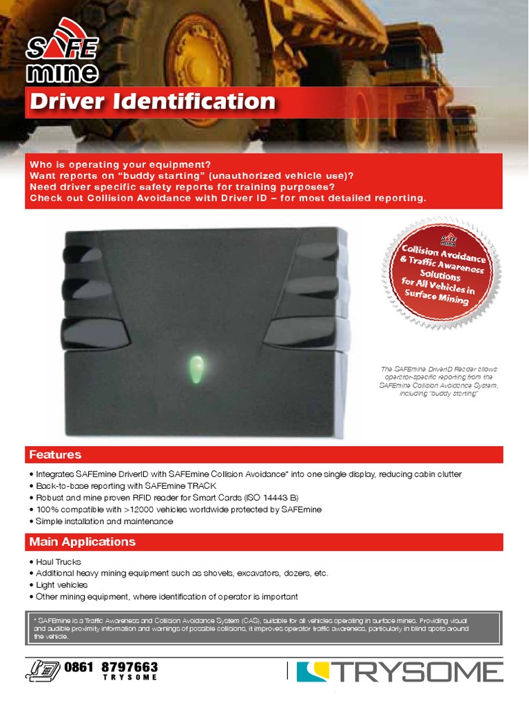 SAFEmine DriverID for Mining Safety | PDF | Smart Card | Telecommunications