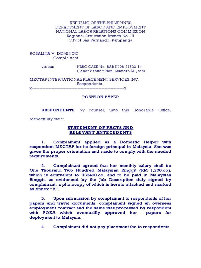 Position Paper | Download Free PDF | Laches (Equity) | Government ...