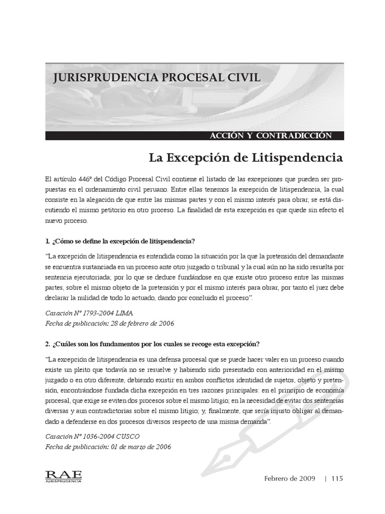 Excepción de Litispendencia en CPC | PDF | Estoppel colateral | Ley ...