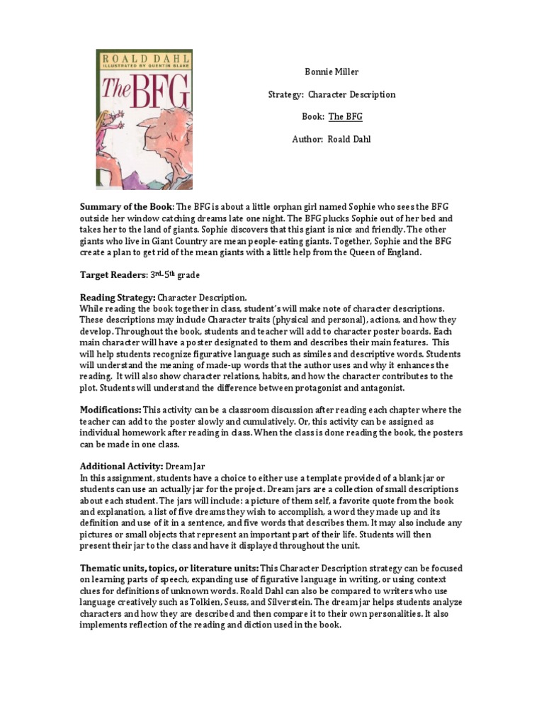 Bonnie Miller BFG Character Description | PDF | Communication | Learning