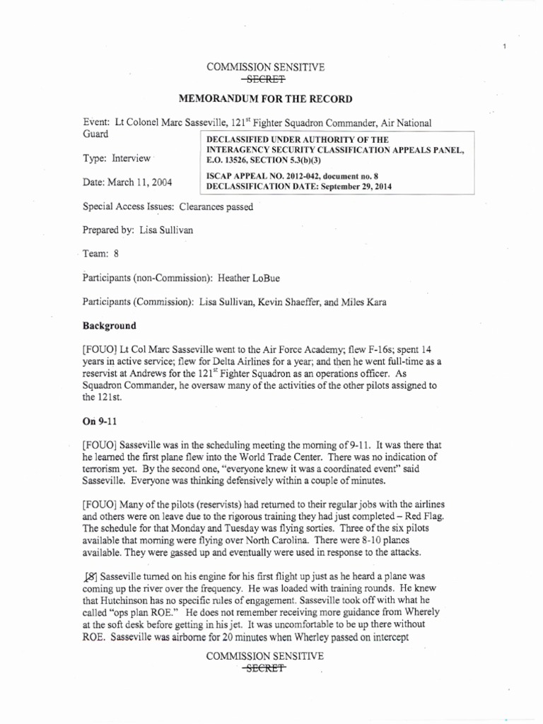 Secret Memorandum For The Record: Background | PDF | Air National Guard ...