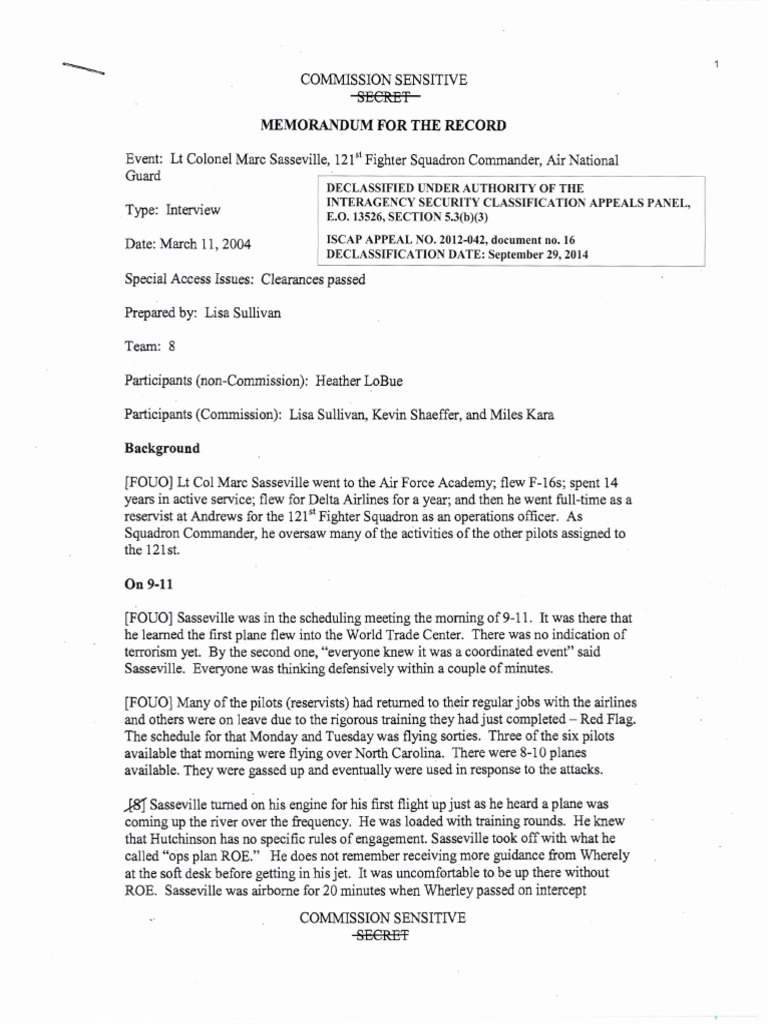 Memorandum For The Record: V, N T L | PDF | Air National Guard | North ...