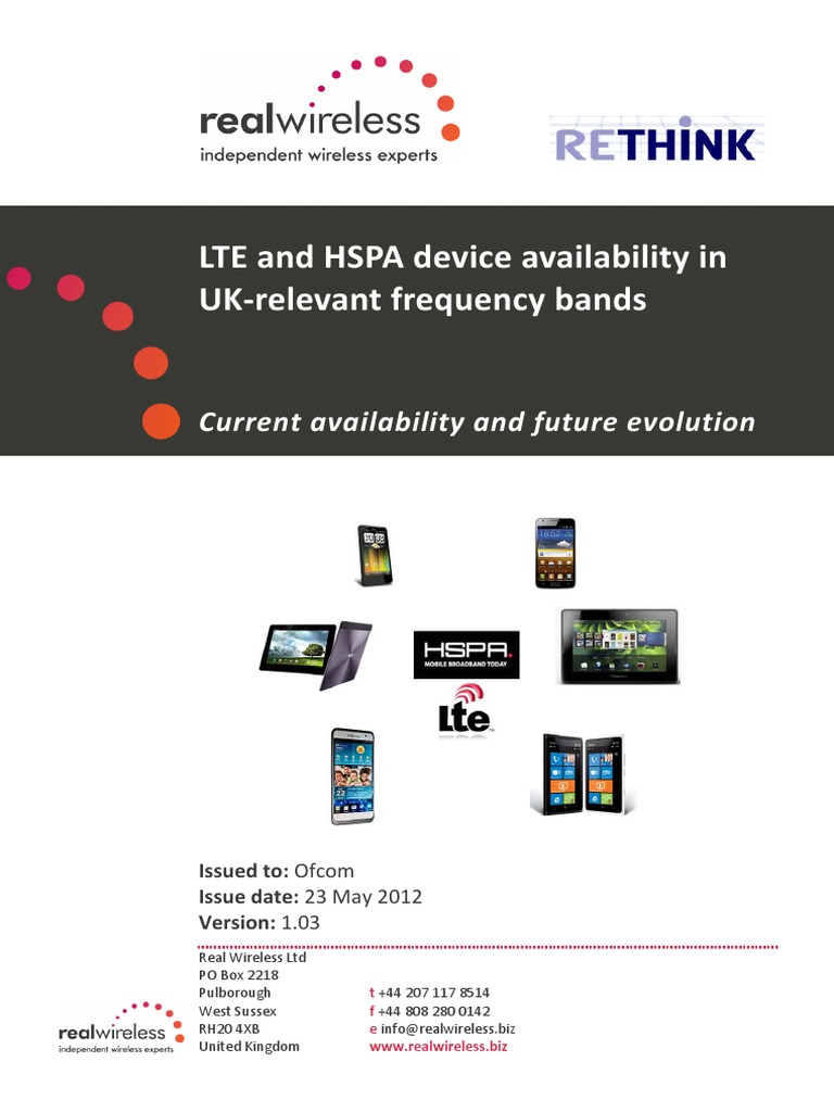 LTE and HSPA Device Availability in UK-relevant Frequency Bands | PDF ...