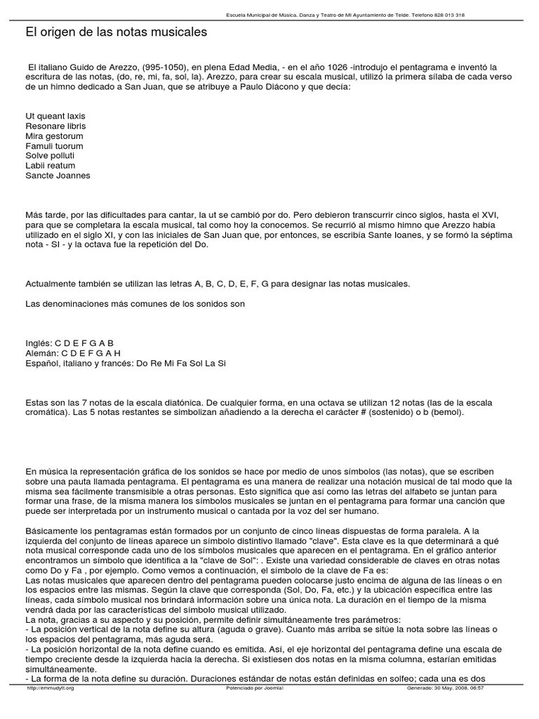 Origen y evolución de las notas musicales | PDF | Clave | Composiciones ...