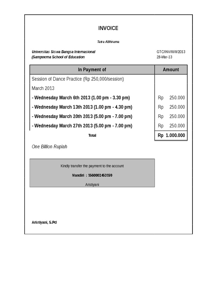 INVOICE March | PDF | Teaching Methods & Materials | Science & Mathematics