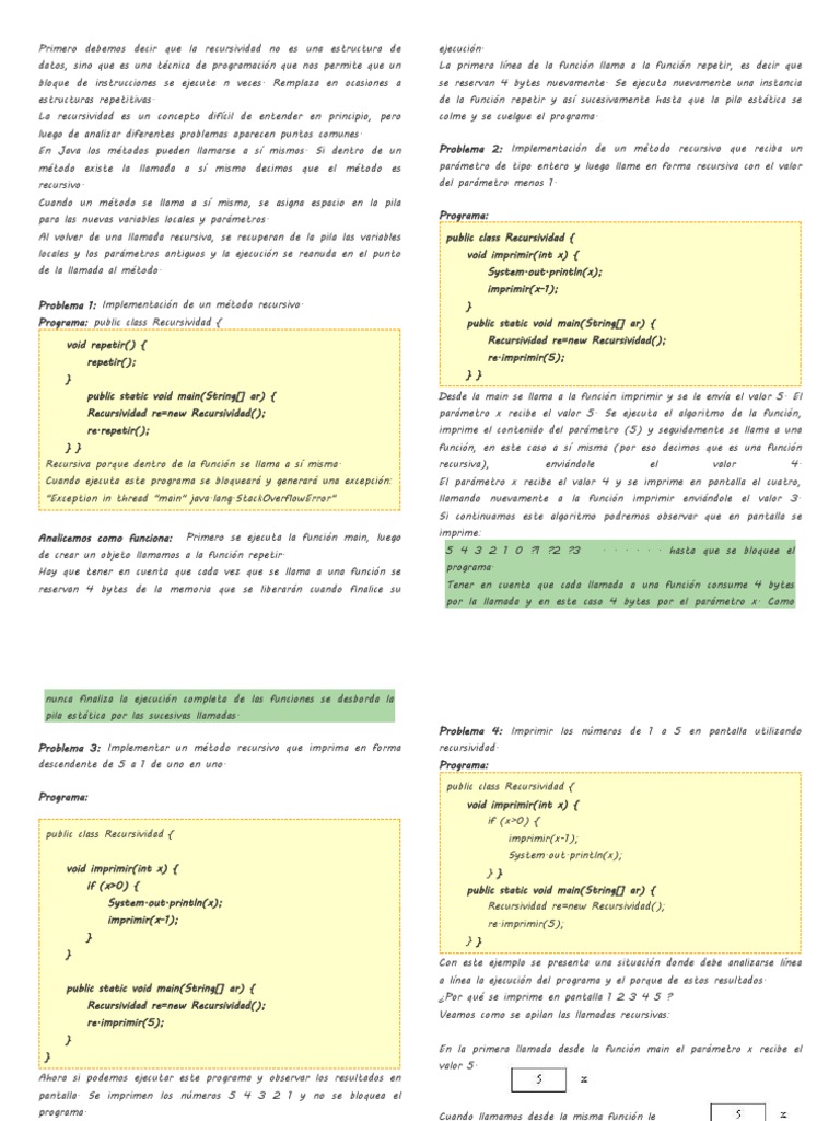 Recursividad | PDF | Recursividad | Java (lenguaje de programación)
