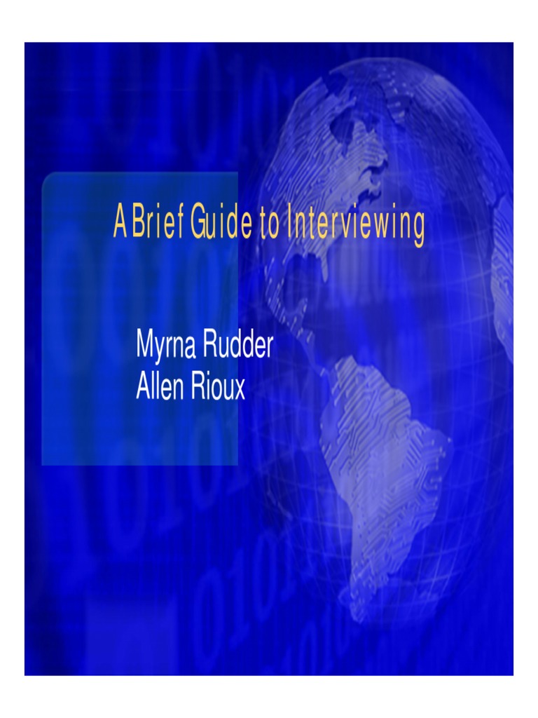 A Brief Guide To Interviewing: Myrna Rudder Allen Rioux | PDF ...