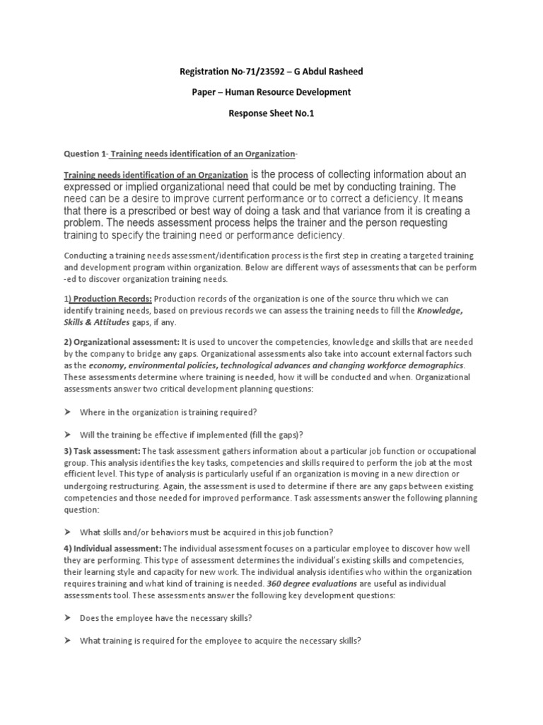 Registration No-71/23592 - G Abdul Rasheed Paper - Human Resource Development Response Sheet No ...