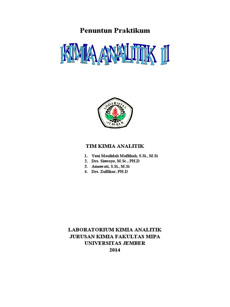 Penuntun Praktikum Kimia Analitik II 2014 PDF | PDF