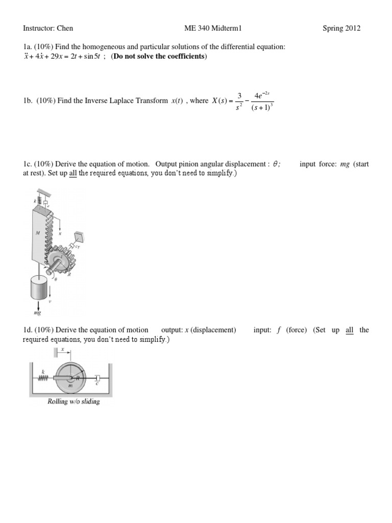 Solutions to Mechanical Engineering Problems Involving Differential ...