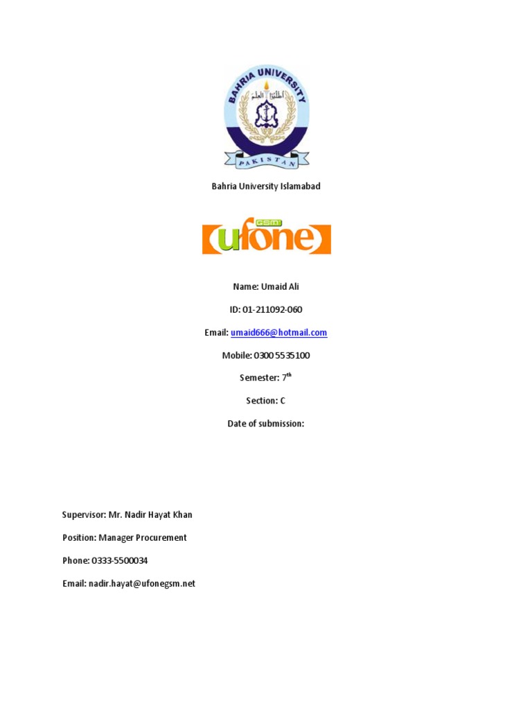 Bahria Ufone Report | PDF | Request For Proposal | Economies