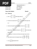 Engineering Mathematics I Question Paper | PDF | Curvature | Matrix ...