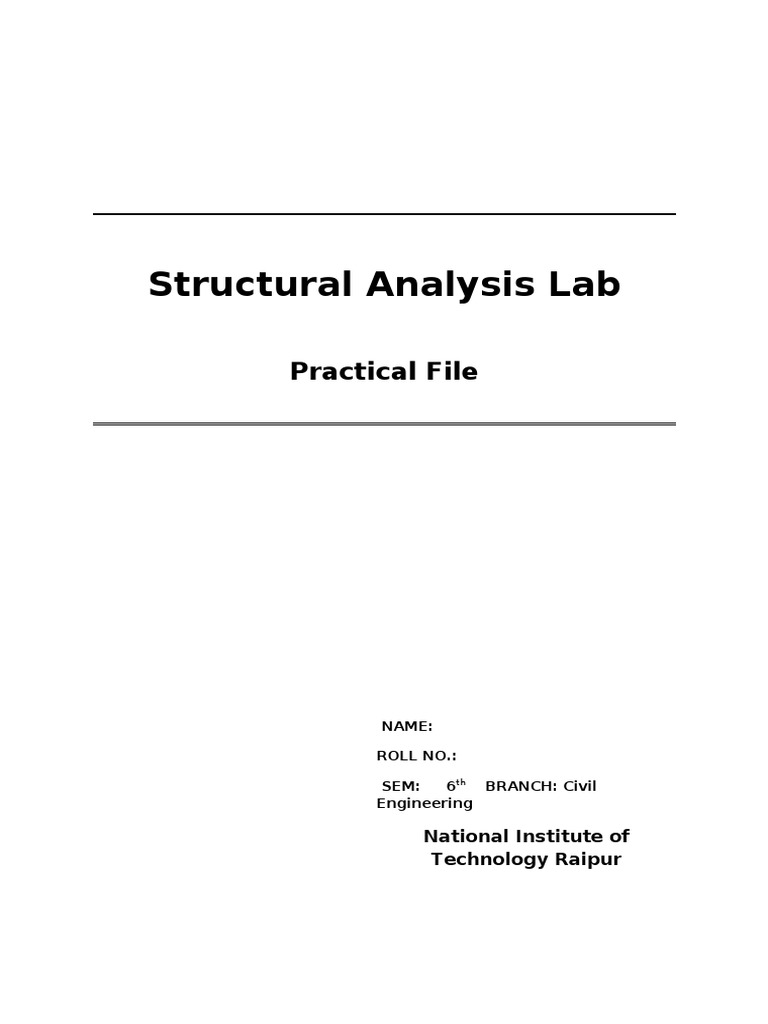 Structural Analysis Lab: Practical File | PDF | Beam (Structure ...