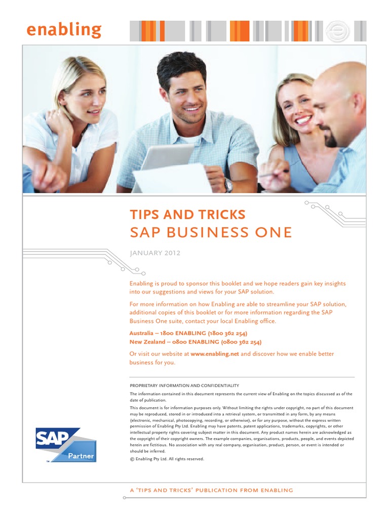 Enabling - SAP B1 - Tips and Tricks SAP - January 2012 | PDF ...