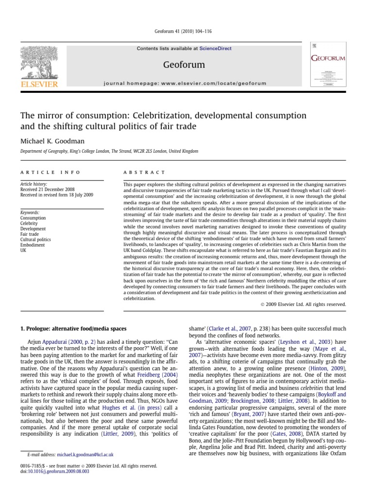 Celebritization and Fair Trade Politics | PDF | Politics
