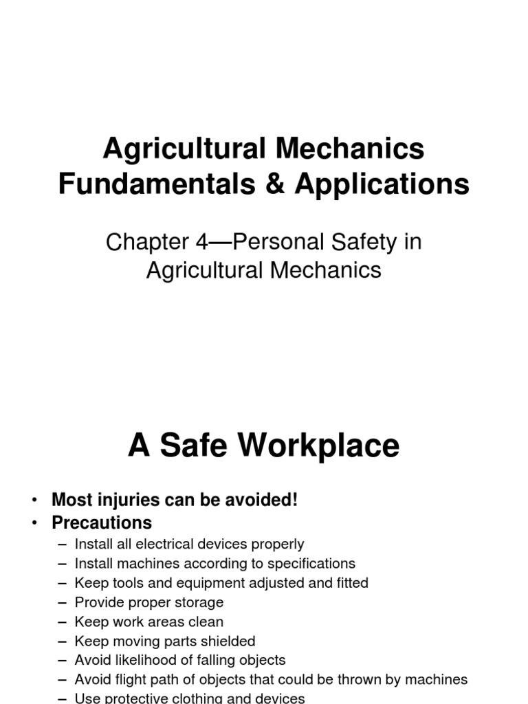 Personal Safety in Ag Mechanics | PDF