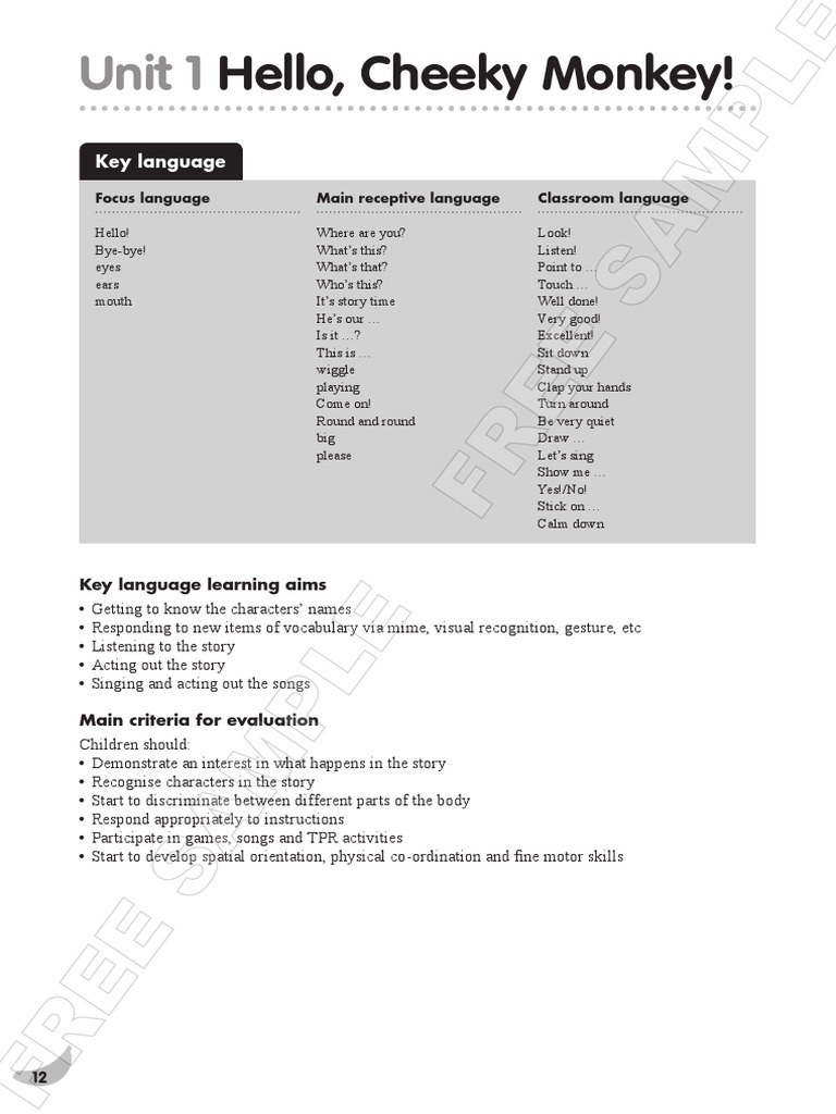 Unit 1: Hello, Cheeky Monkey! | PDF | Puppets | Leisure