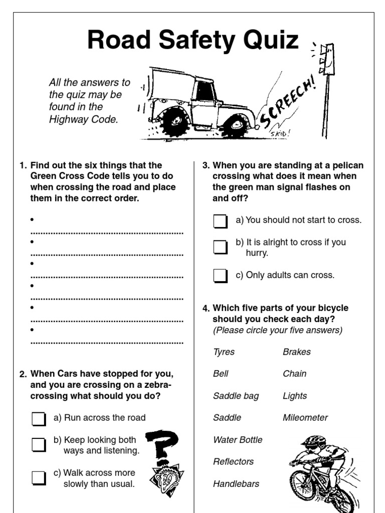 Road Safety Quiz | PDF | Road | Traffic