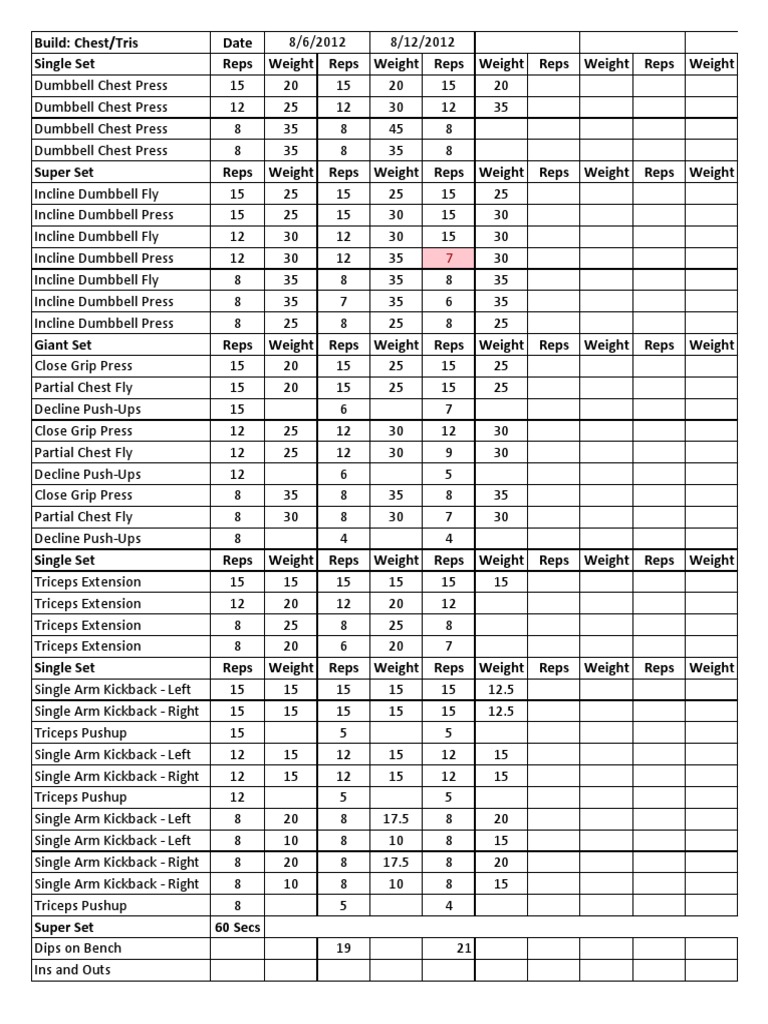 Body Beast Workout Sheets: Chest & Tris | PDF | Weight Training ...