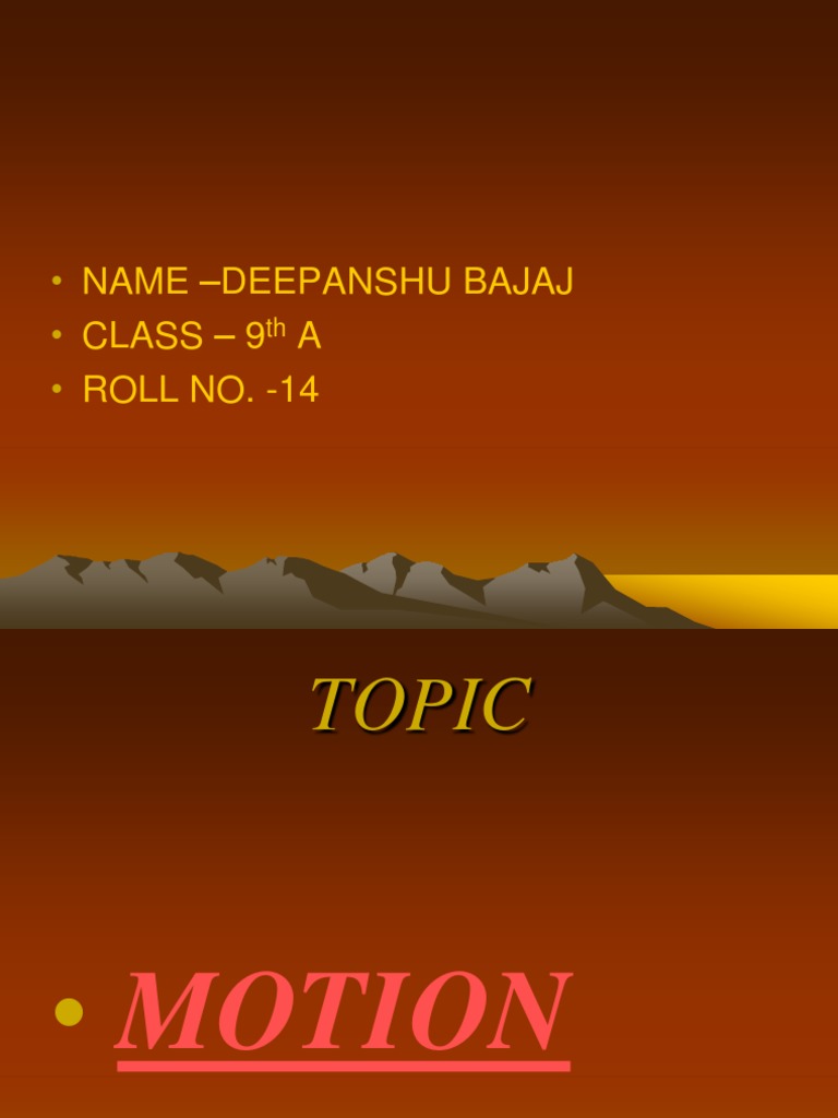 Motion | PDF | Motion (Physics) | Velocity