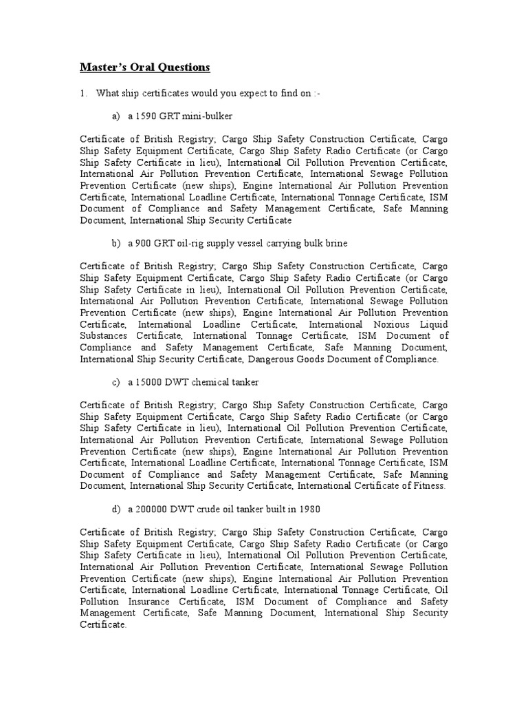 Chief Mate Question | PDF | Nature