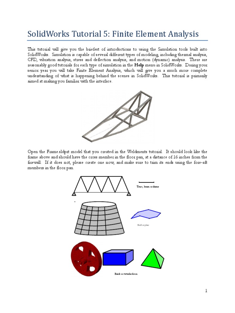 Tutorial 5 - FEA in SolidWorks | PDF | Finite Element Method | Normal Mode
