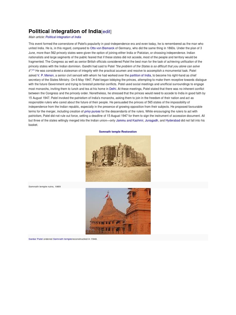 Political Integration of India: Otto Von Bismarck | PDF | British Raj ...