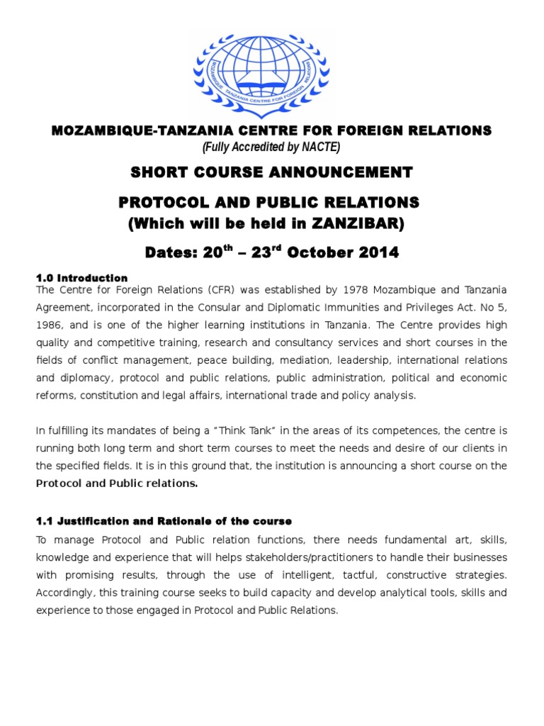 Protocol and Public Relations Course | PDF | Global Politics | Diplomacy