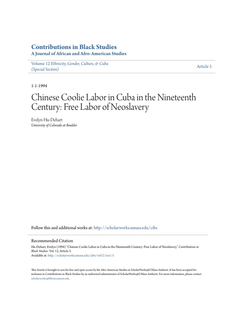 Chinese Coolie Labor in Cuba in The Nineteenth Century PDF | PDF ...