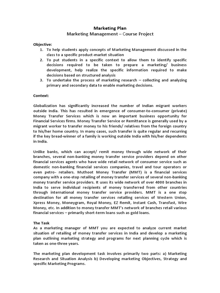 Marketing Plan Project Muthoot | PDF | Marketing Strategy | Strategic ...