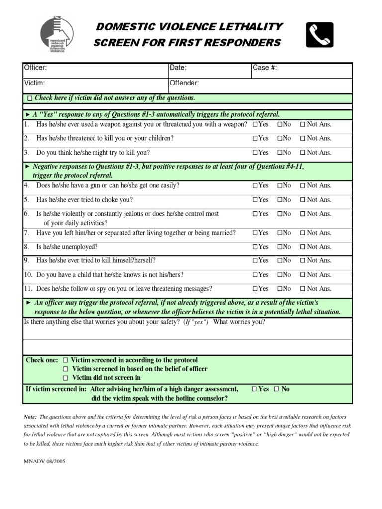 Lethality Screen | Violence | Domestic Violence