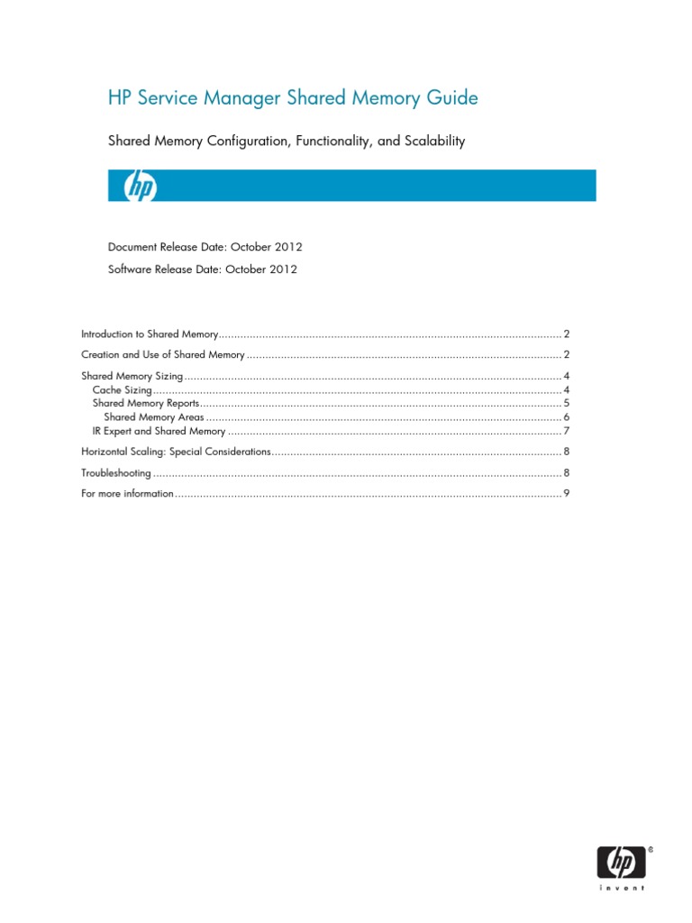 HP Service Manager Shared Memory Guide | PDF | Computer Data Storage | Cache (Computing)