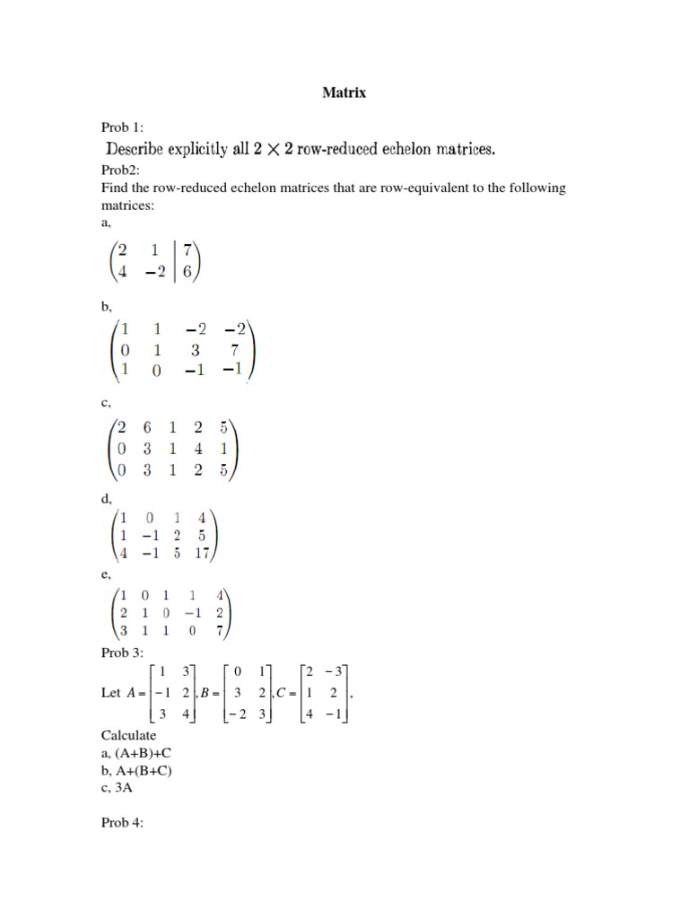 Advanced Matrix Problems | PDF | Teaching Methods & Materials