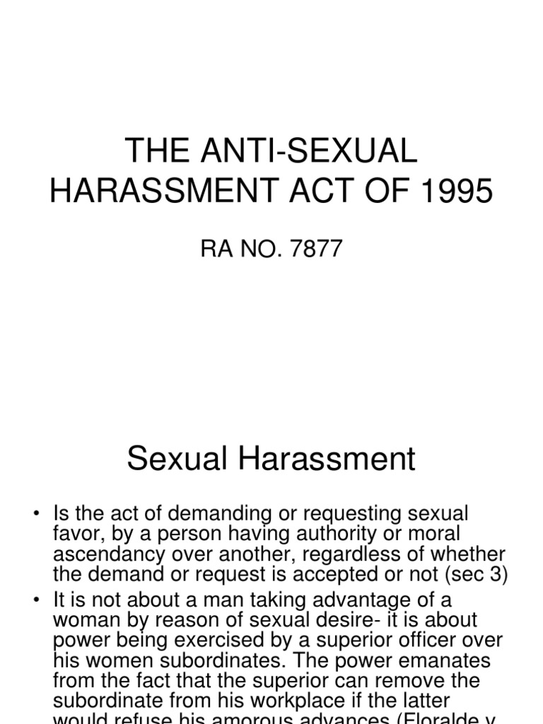 The Anti Sexual Harassment Act Of 1995 Sexual Harassment Tax Deduction