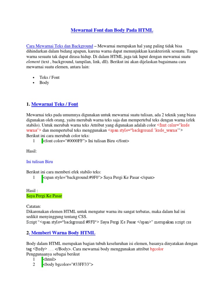 Mewarnai Font Dan Body Pada HTML PDF | PDF