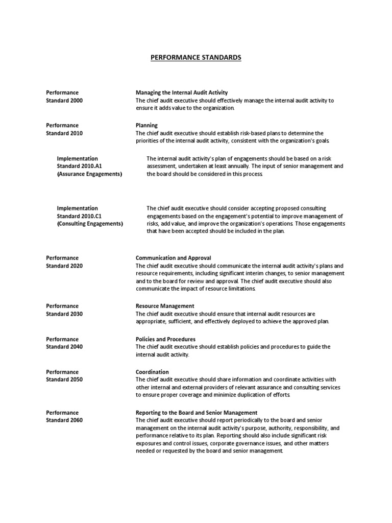 Performance Standards | PDF | Internal Audit | Audit