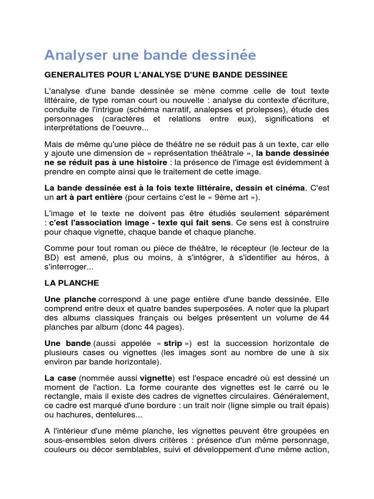 Analyse approfondie de la bande dessinée | PDF | BD | Lecture (Processus)