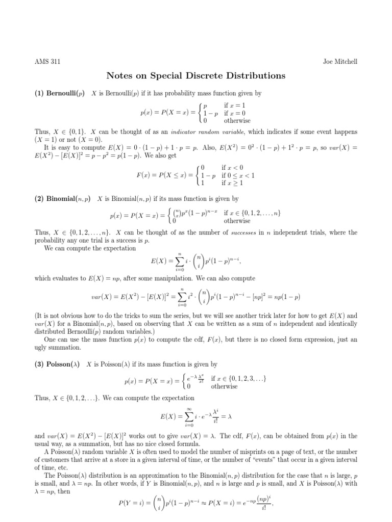 Discrete Random Variable | PDF | Poisson Distribution | Teaching ...