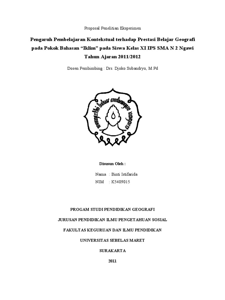 COVER Proposal Penelitian Eksperimen PDF | PDF