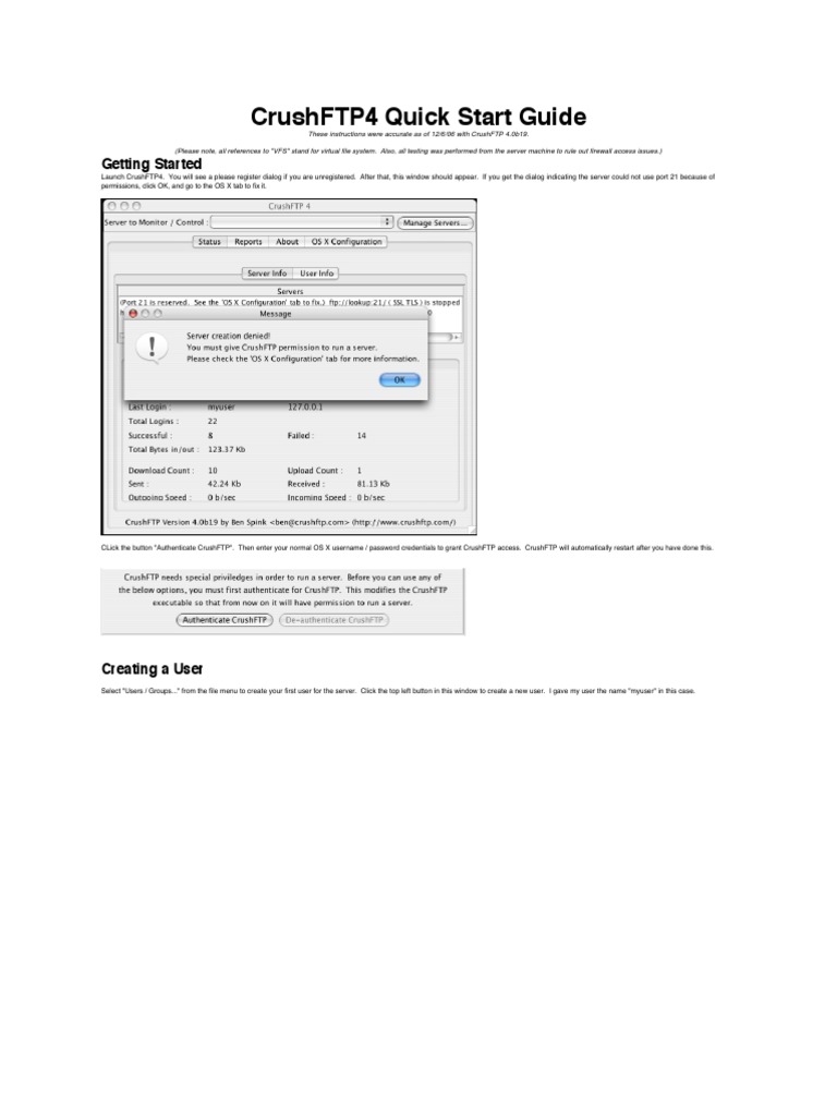 CrushFTP4 Setup & User Guide | PDF | File Transfer Protocol | Web Server