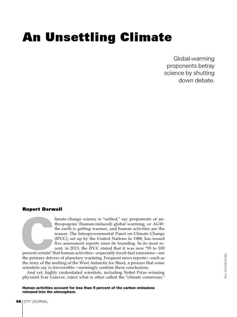 Rupert Darwall - An Unsettling Climate | PDF | Carbon Dioxide ...