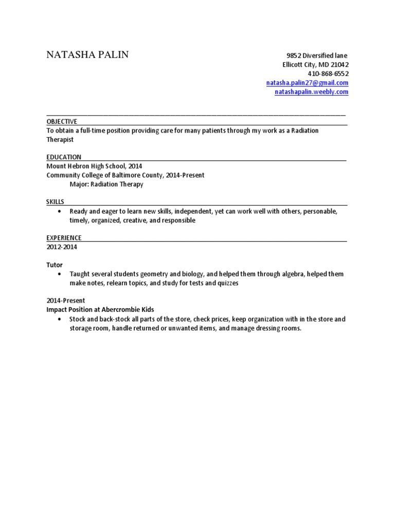 Radiation Therapist Career Objective | PDF