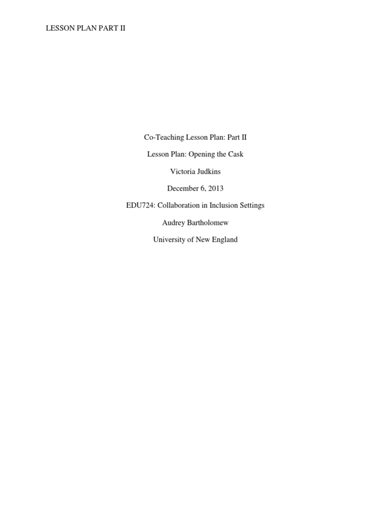 Co Teaching Lesson Plan | PDF | Individualized Education Program | Teachers