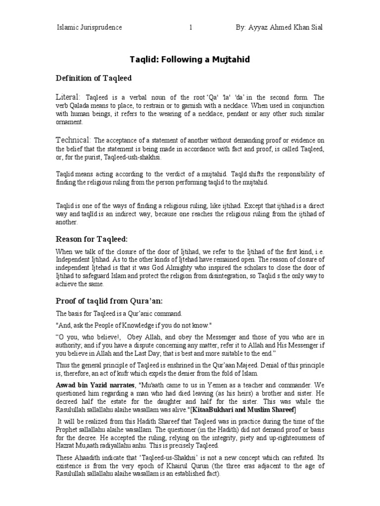 Taqlid | Download Free PDF | Islamic Ethics | Islamism