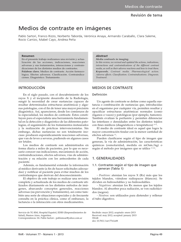 Medios de Contraste en Imágenes PDF | PDF | Alergia | Asma