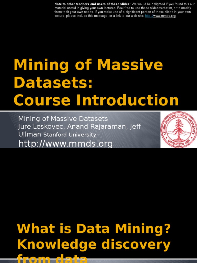 Mining of Massive Datasets: Course Introduction | PDF | Data Mining ...