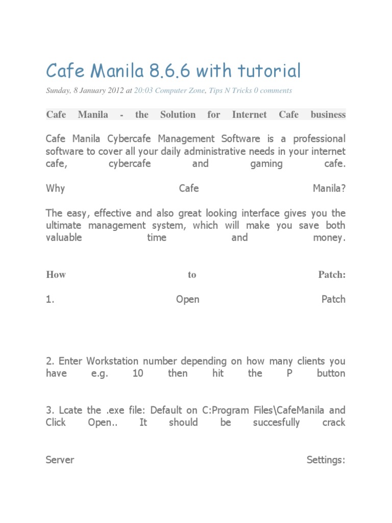 Cafe Manila 8.6.6 Management Guide | PDF | Computers