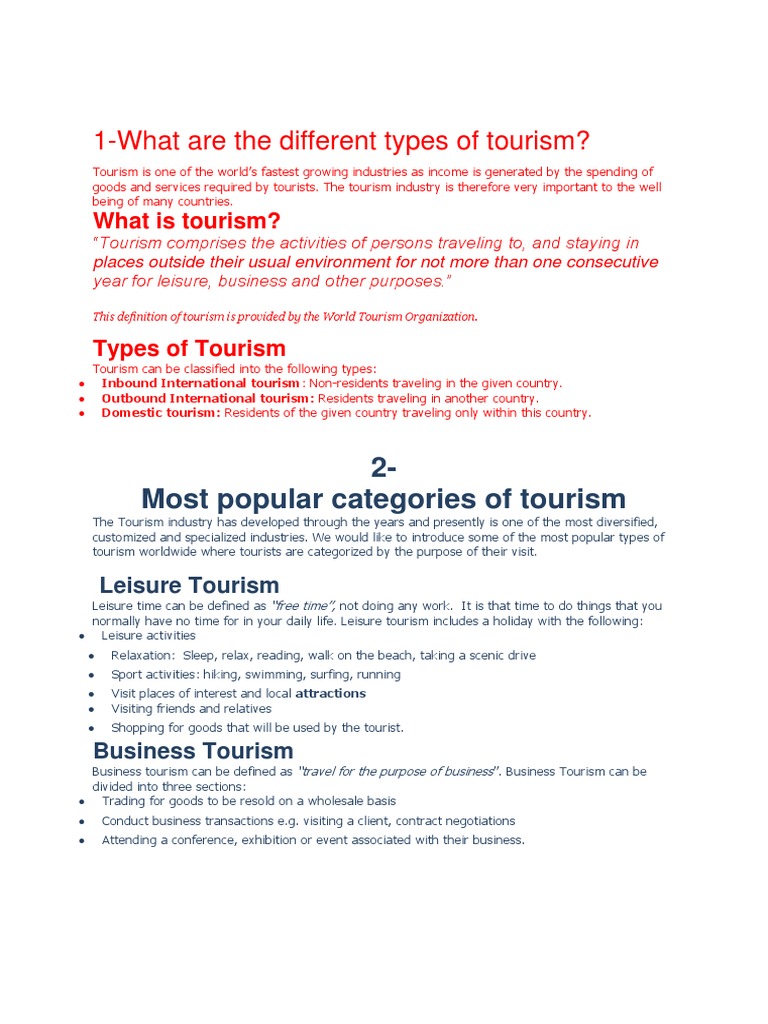 What Are The Different Types of Tourism | PDF | Tourism | Adventure Travel