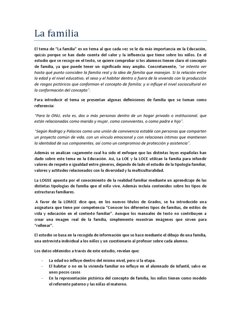 Práctica La Familia | PDF | Familia | Conocimiento