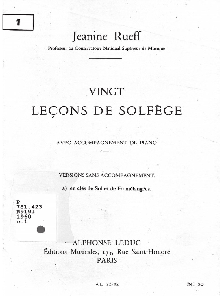 Rueff Vingt Lecons de Solfege 1 2 PDF | PDF